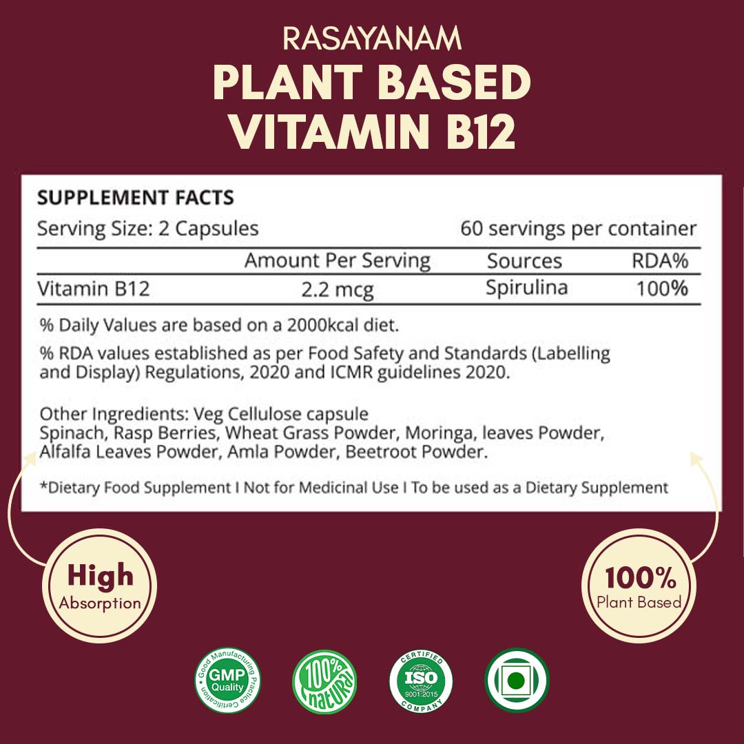 100% Plant-based Vitamin B12 - Rasayanam B12 Supplement - Rasayanam