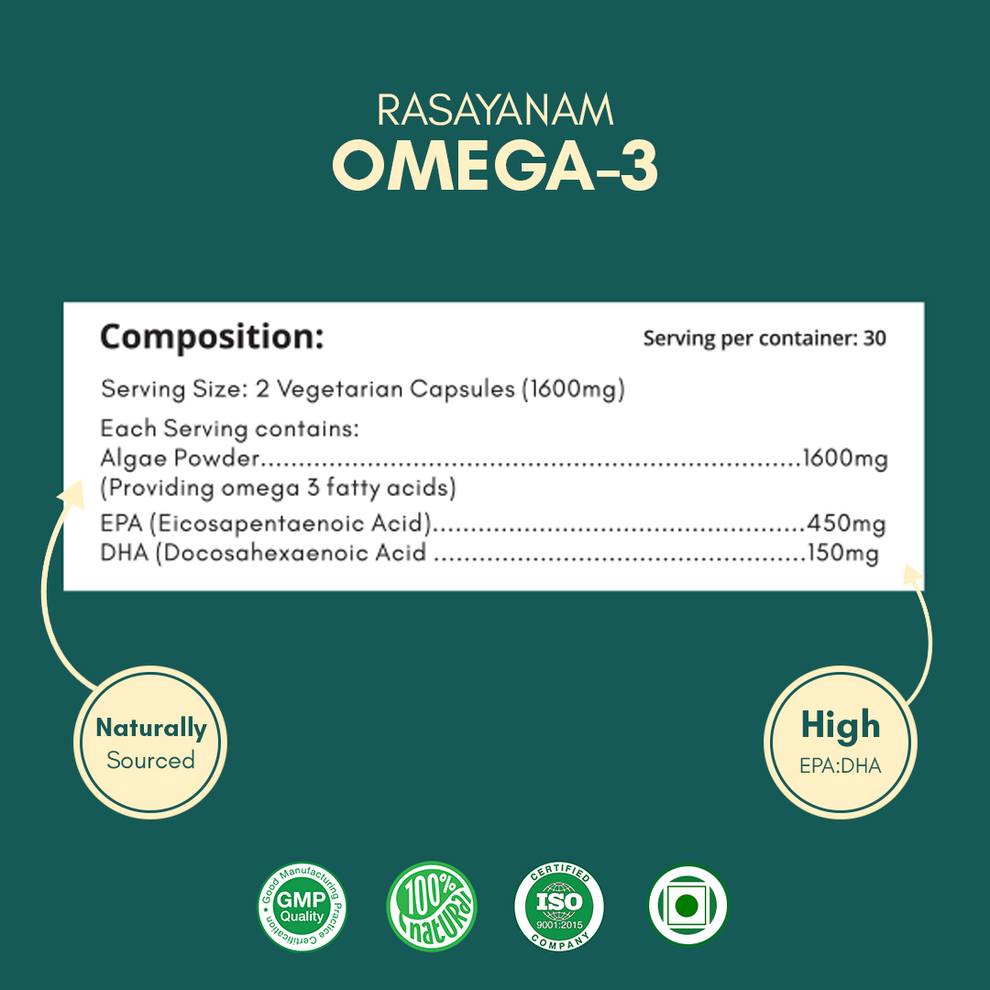 Plant-Based Omega-3 – Vegan DHA & EPA Capsules - Rasayanam